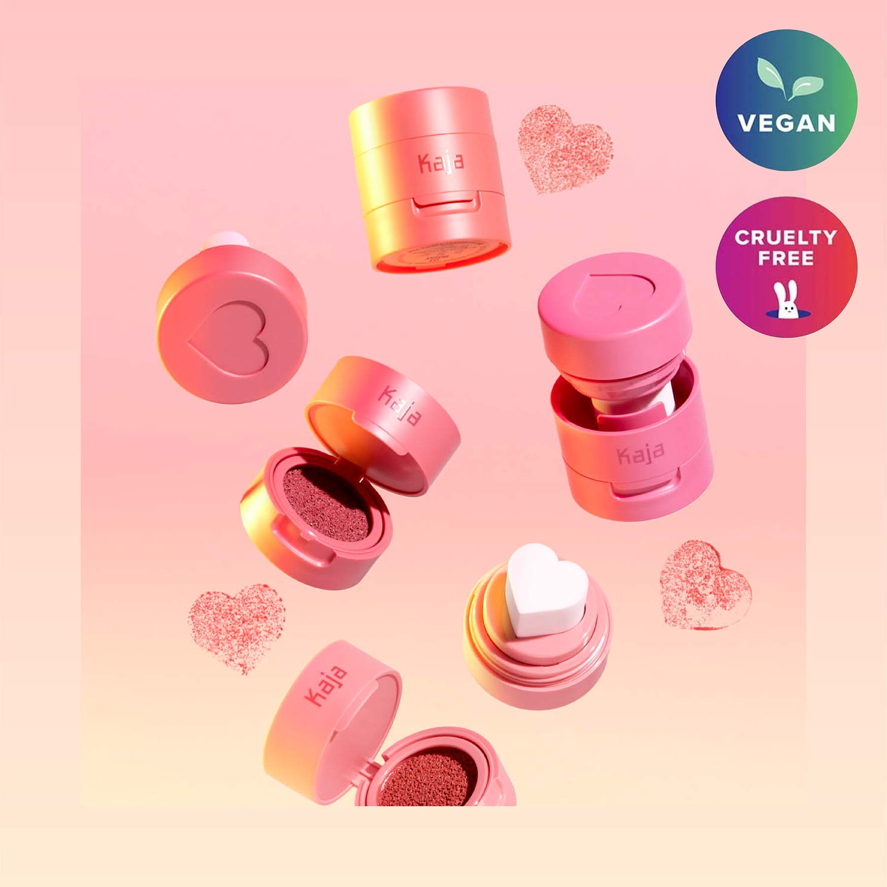 Kaja Blush - Cheeky Stamp | Gift, 7 Shades, Buildable & Blendable Shade with Heart-shaped Applicator, Rosy Finish, 02 Saucy, 0.17 Oz