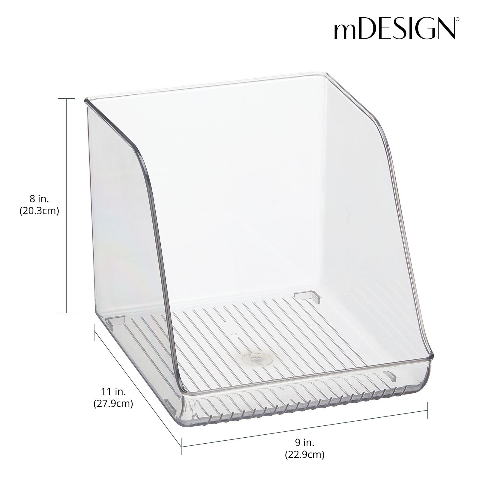 mDesign Tall Plastic Water Bottle Stackable Storage Organization Bin with Open Front for Kitchen Refrigerator, Freezer, Pantry, Holds 12 Bottled Drinks/Beverages, Ligne Collection, Clear