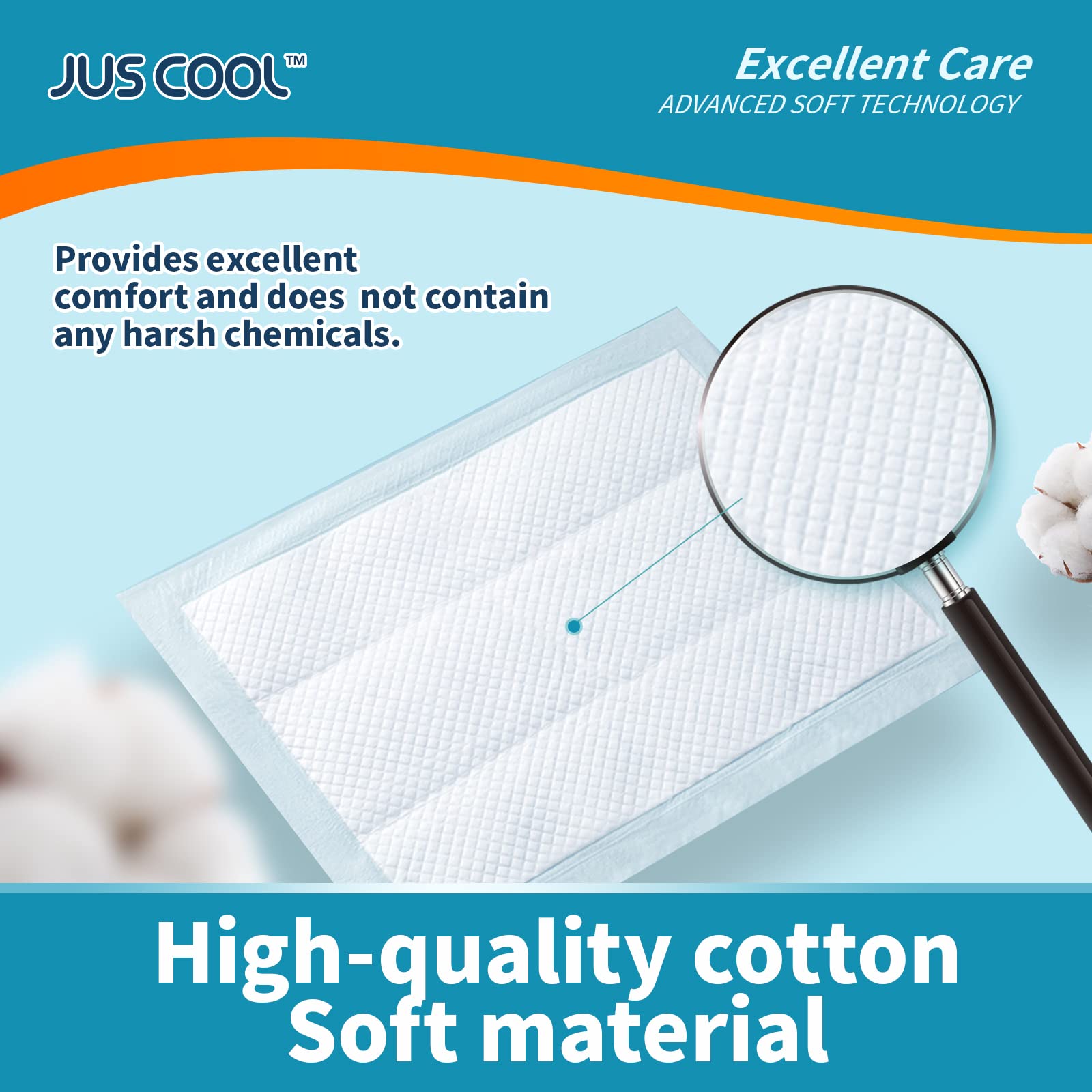 JUS COOL Baby Disposable Changing Pads, 13βx 18β(200+1 Count) Underpads Portable Diaper Changing Pads, Soft Bed Pads Ultra Absorbent and Waterproof