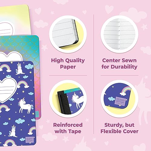 ScribbleMate Cute Composition Notebook Wide Ruled, Set of 3 Composition Notebpooks for Kids, Wide Ruled Composition Notebook for Boys and Girls. 100 pages 200 sheets. 9.75β x 7.5β