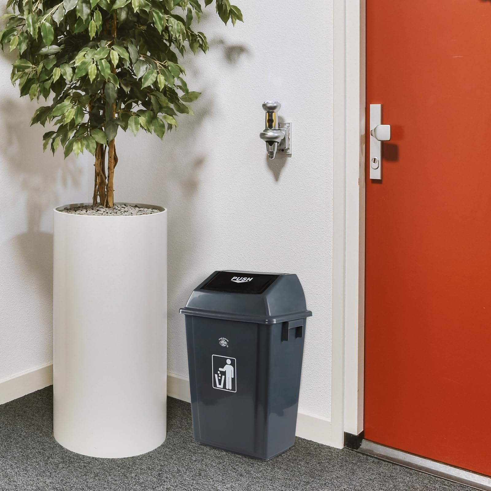 Wekioger 4 Packs Plastic Trash Can with Swing Lid, 20 L Kitchen Swing Top Garbage Bin, Grey