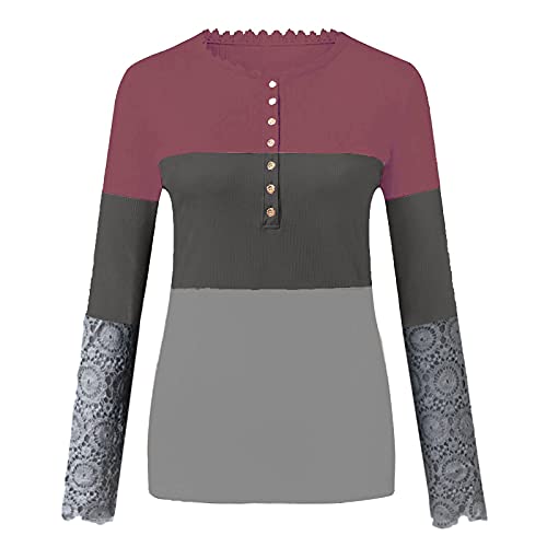 Pullovers for Women Elegant Lace T Shirt Top Stretch Slim Fit Pullover Tops Sweatershirt Blouses Trendy Jumper Tops A-Grey