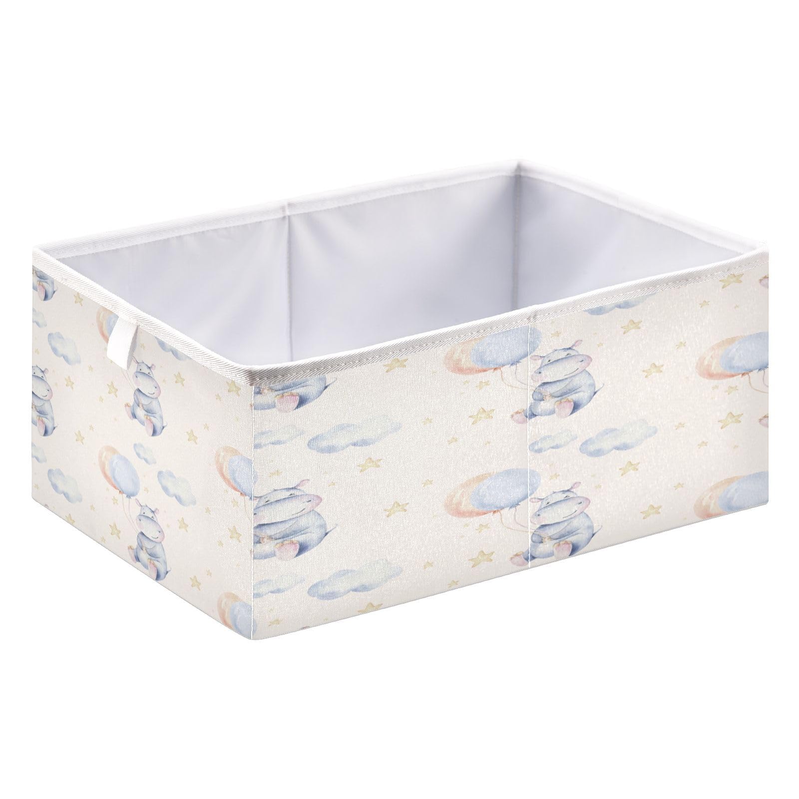 WELLDAY Storage Basket Hippo Foldable 15.8 x 10.6 x 7 In Cube Storage Bin Home Decor Organizer Storage Baskets Box for Toys, Books, Shelves, Closet, Laundry, Nursery
