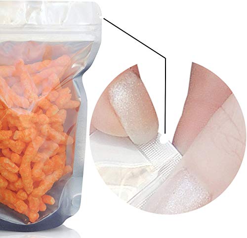 ZAYALI Stand Up Pouch Bags, 5" x 8", Heavy Duty, 100 Pack, Clear Front with Aluminum Foil Back - Resealable Ziplock and Heat Sealable for Food Storageā¦