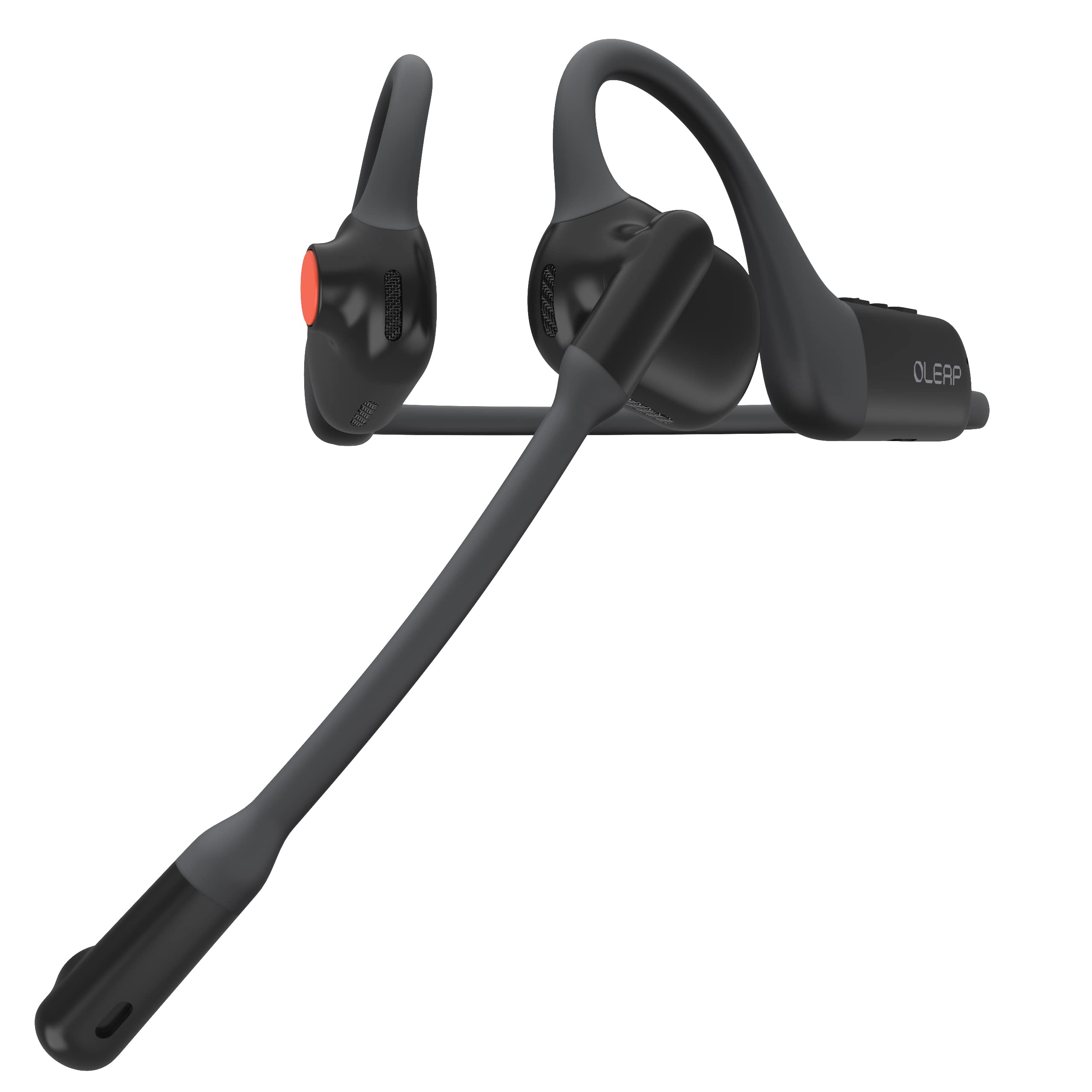 oleap Pilot P200b Open Ear Headphones with Noise Canceling Boom Microphone, Lightweight Bluetooth Wireless Headset with Mute for Trucker, Office, Seamless Switching Mobile & PC