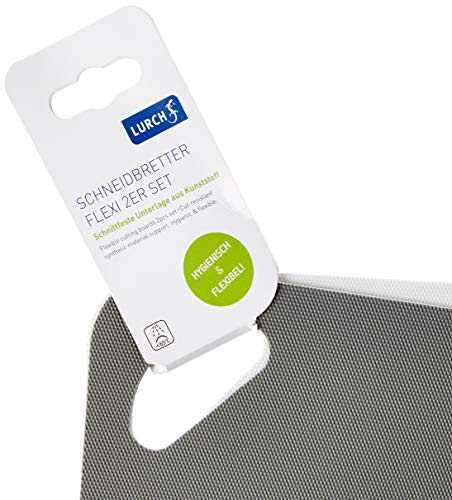 Lurch Germany Flexible Plastic Cutting Boards For Cooking | Flint Grey & White Thin Cutting Mat | Modern Dishwasher Safe And Bpa Free Cutting Board- Set Of 2