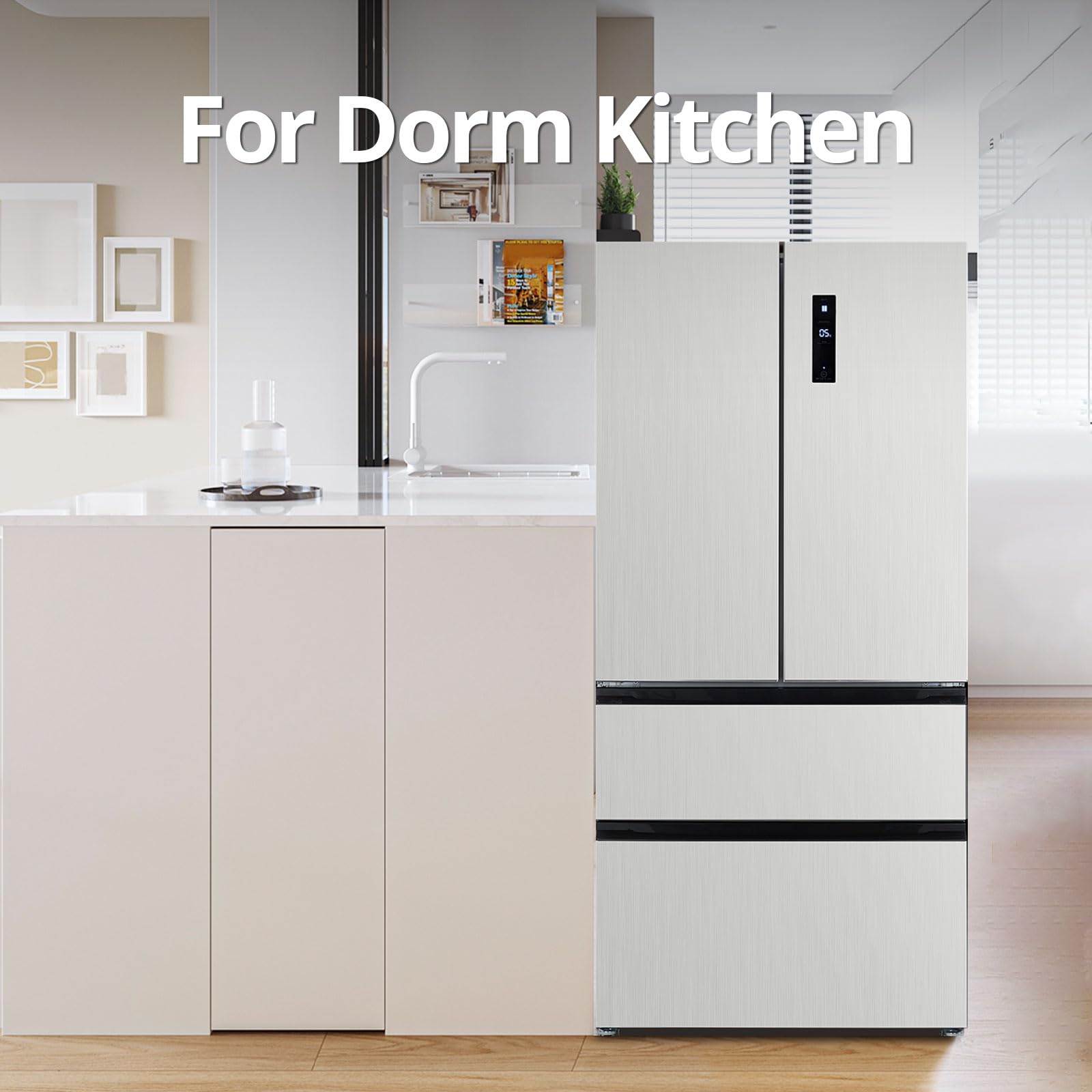Towallmark French Door Refrigerator, 18.8Cu.Ft Refrigerator, 4 Door Full Size Counter Depth Stainless Steel Refrigerators, Digital Temperature Controls Kitchen Fridge, Auto Defrost