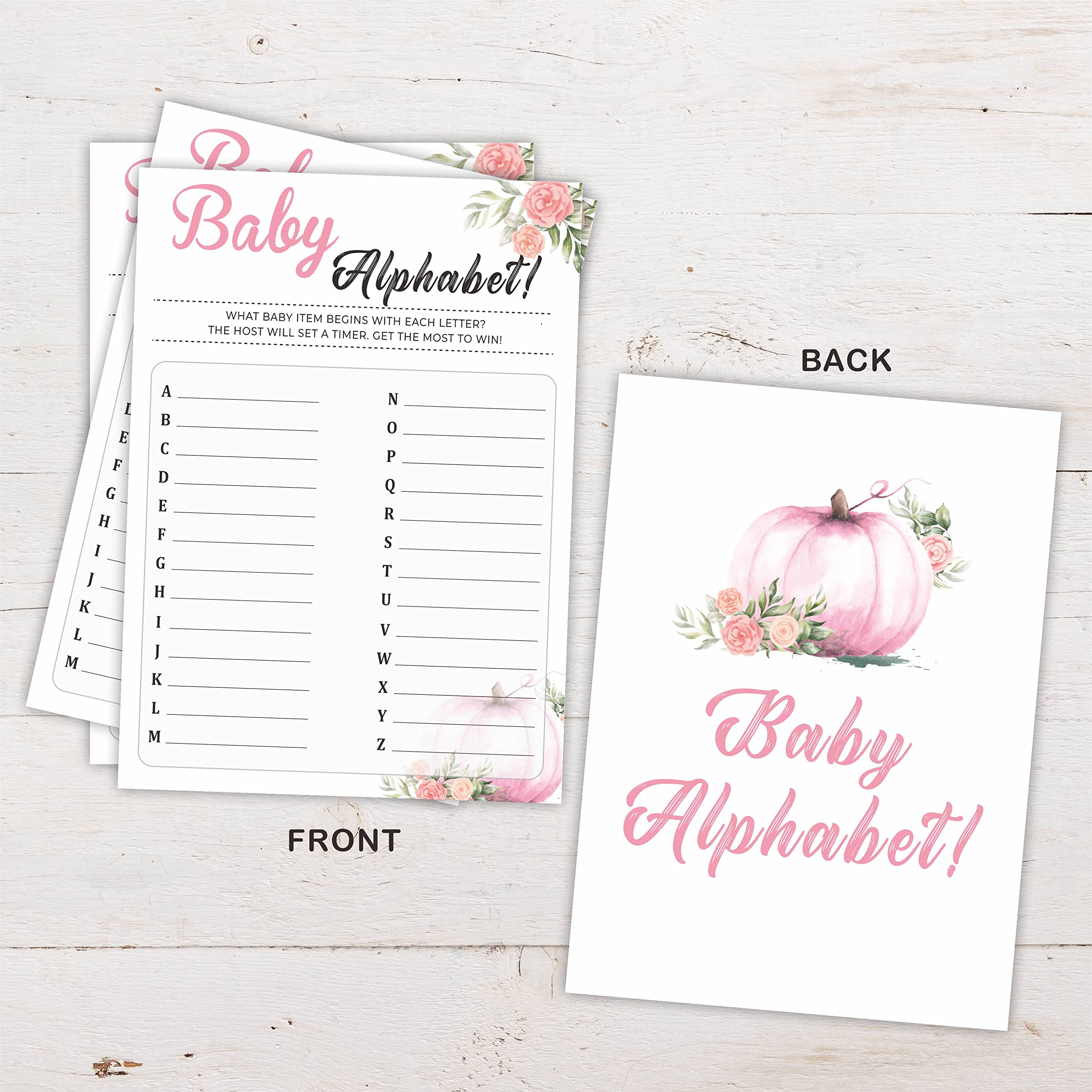 Pumpkin Themed Baby Shower Game Cards, Baby Alphabet double sided - 30 in pack (5 X 7 inches)-（BABYYX-012）