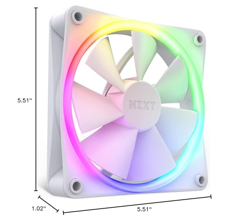 NZXT F120 RGB Fans - RF-R12SF-W1 - Advanced RGB Lighting Customization - Whisper Quiet Cooling - Single (RGB Fan & Controller Required & NOT Included) - 120mm Fan - White