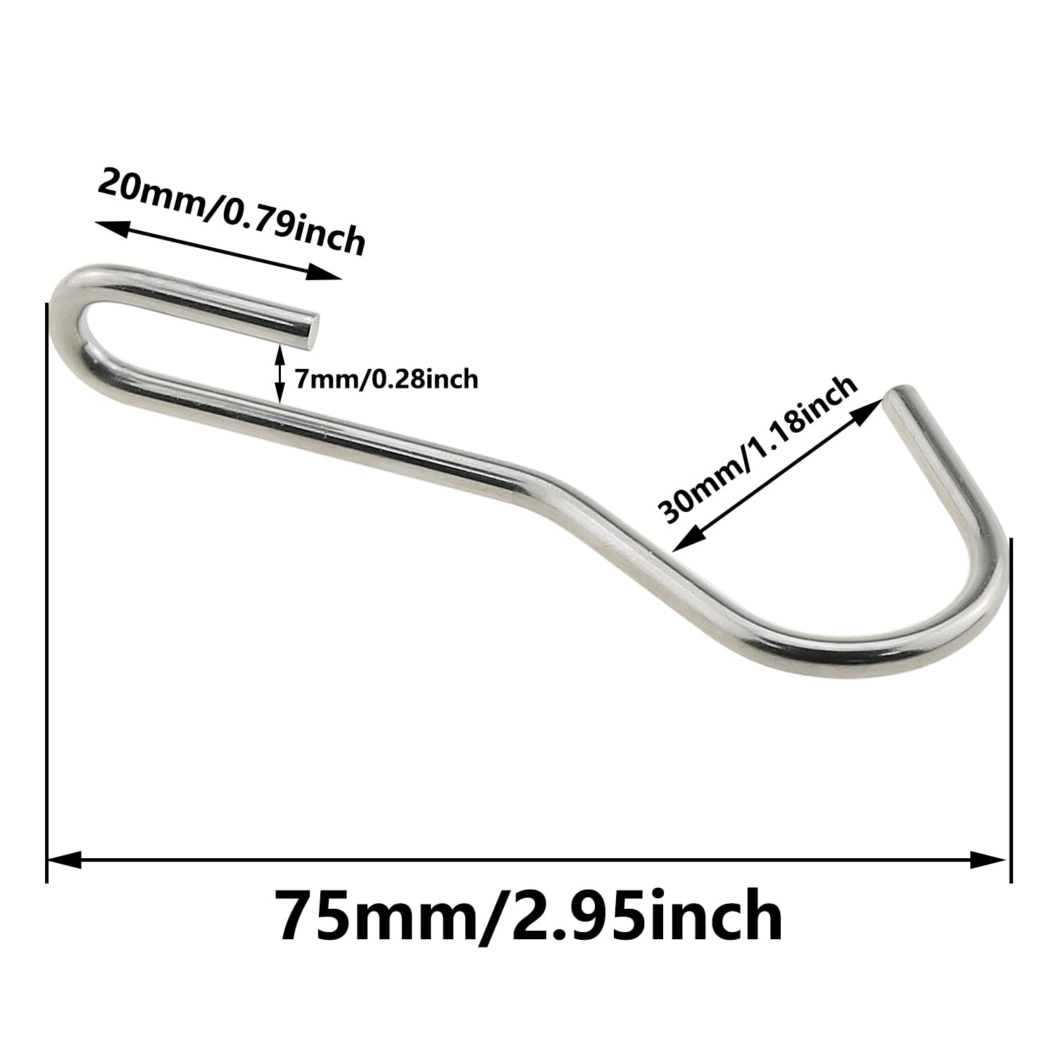 ZZHXSM 10PCS Heavy Duty Hook Silver 90 Degree Twisted Angle Pot Holder Stainless Steel Hook Suitable for Hanging Kitchen Utensils Towel Gardening Tool and Clothing