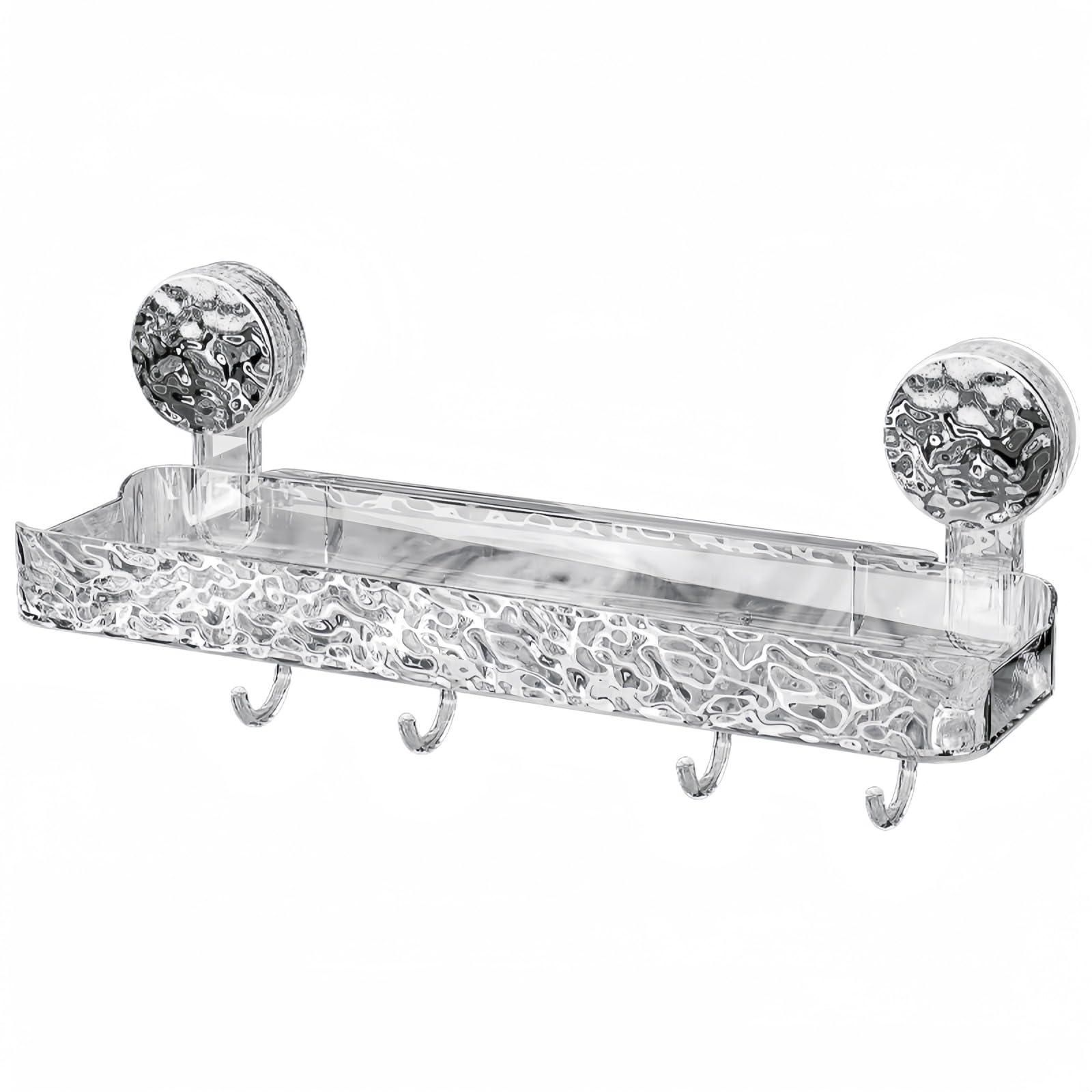 Shower Caddy Storage Rack without Drilling, Clear Shower Shelf with Suction cup, Wall Mounted Shower Rack, Shower Organizer - light luxury style glacier pattern Storage Caddy - Bathroom, Kitchen, room