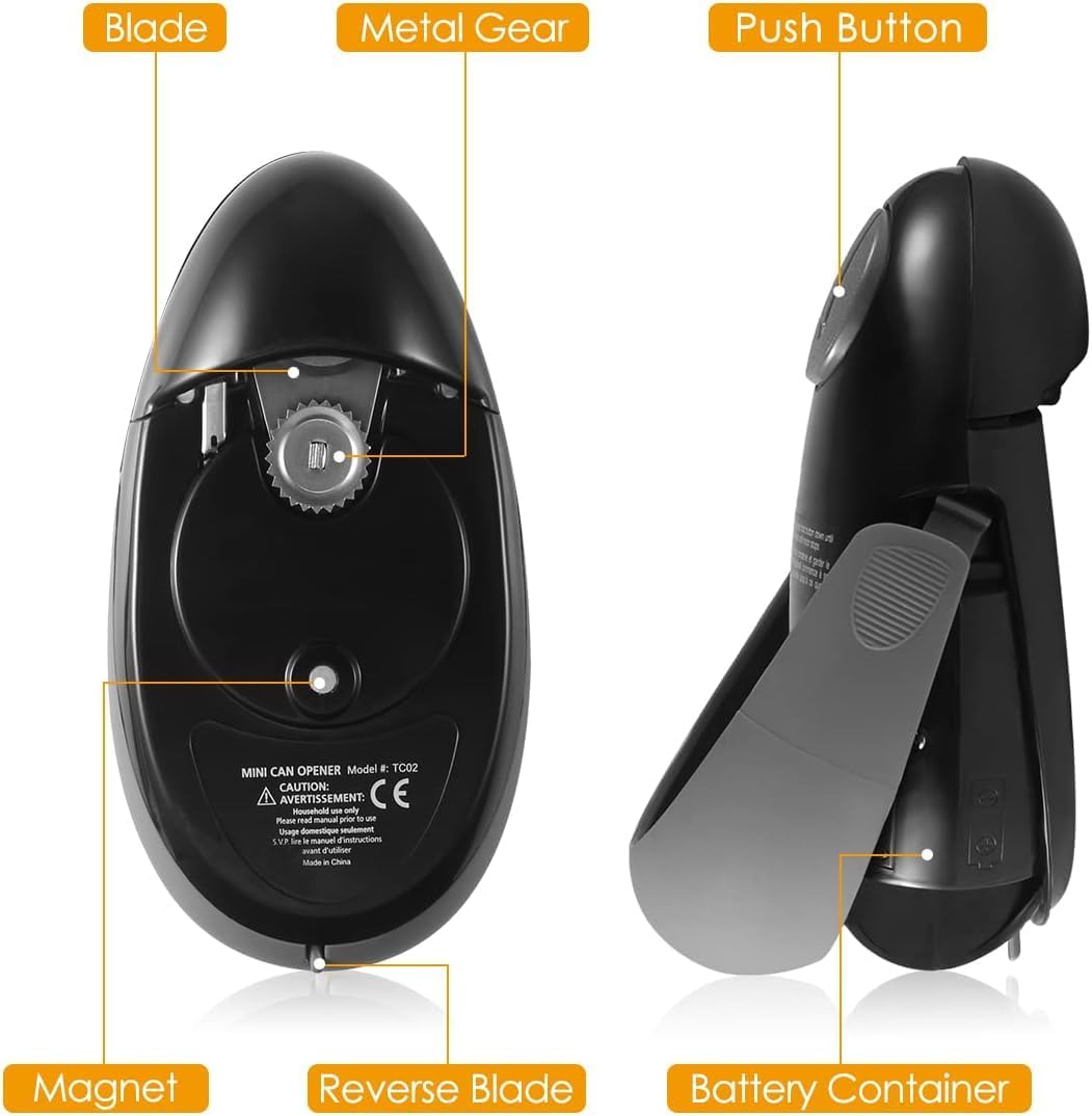 Mini Electric Can Opener for Almost Size Cans, Automatic Can Opener Smooth Edge