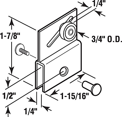 Prime-Line M 6054 Frameless Sliding Shower Door Top Bracket, 3/4 In., Flat Plastic Wheel, Steel Ball Bearings (2 Pack)