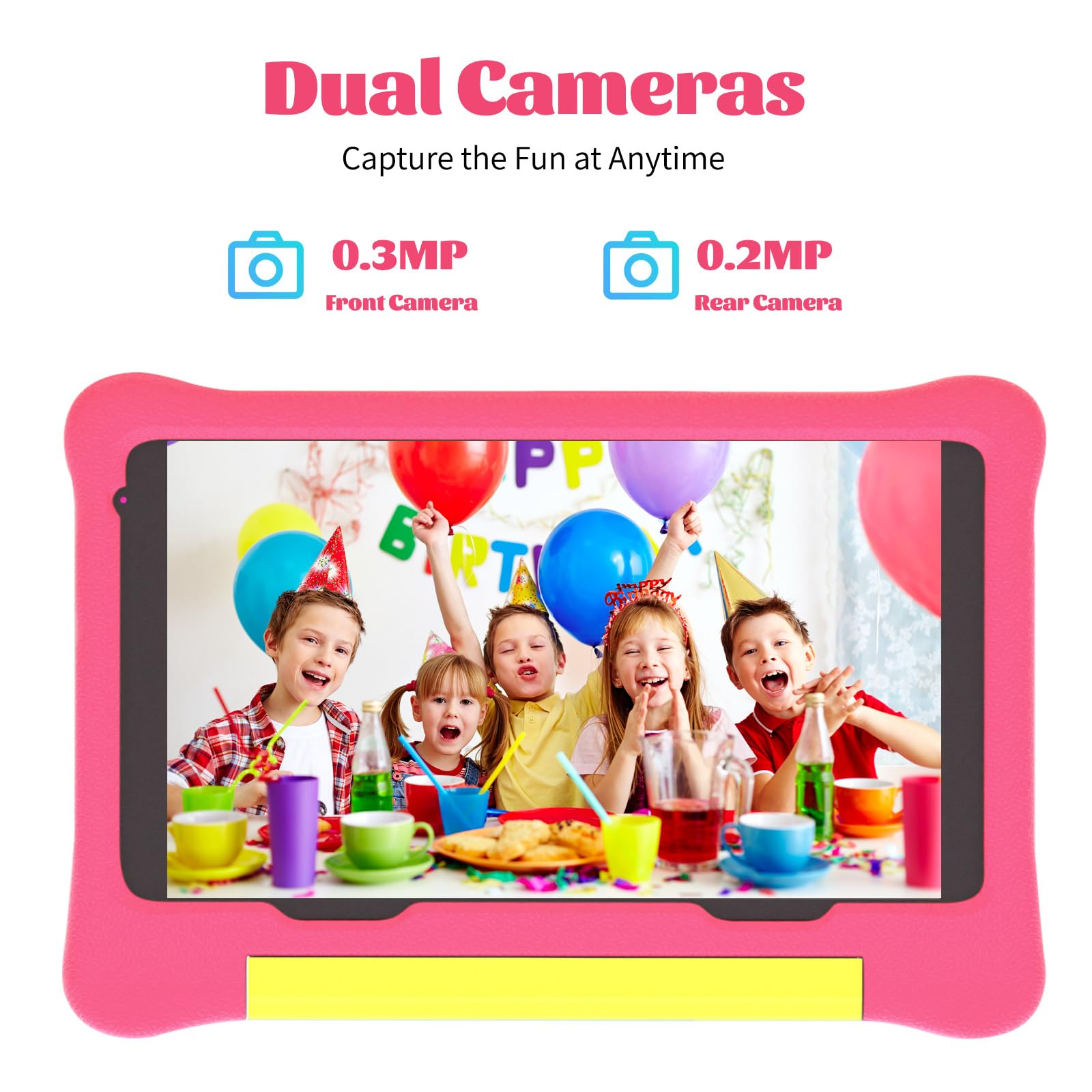 Kids Tablets 8 inch Android Tablet for Kids 4000mAh 2GB RAM, 32GB ROM, HD Display, Parental Control, Kids Edition Tablet with Protective Case (Pink)