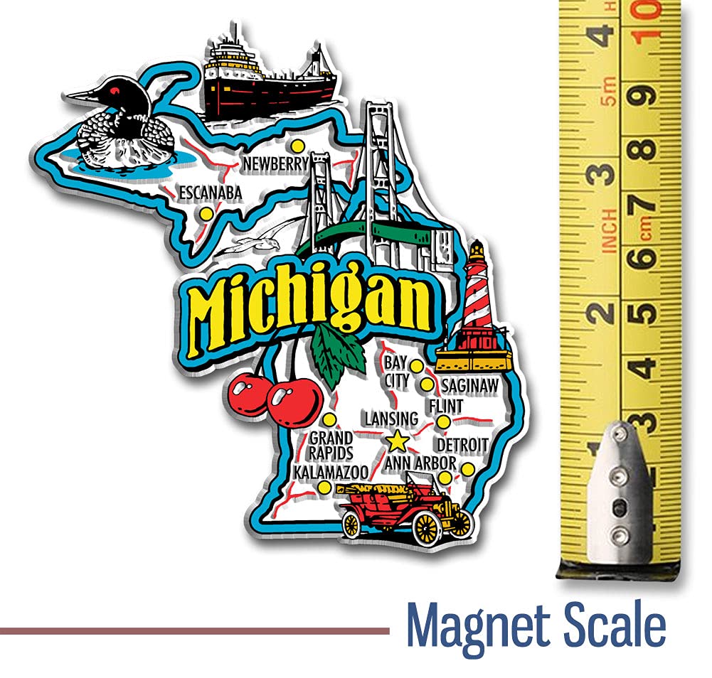 Michigan Six-Piece State Magnet Set by Classic Magnets, Includes 6 Unique Designs, Collectible Souvenirs Made in The USA