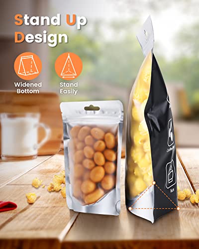 Resealable Bags, Mylar Bags Smell Proof Bags with Clear Window,Packaging Bags for Storage Coffee Beans, Cookie, Lipstick, Candy,White