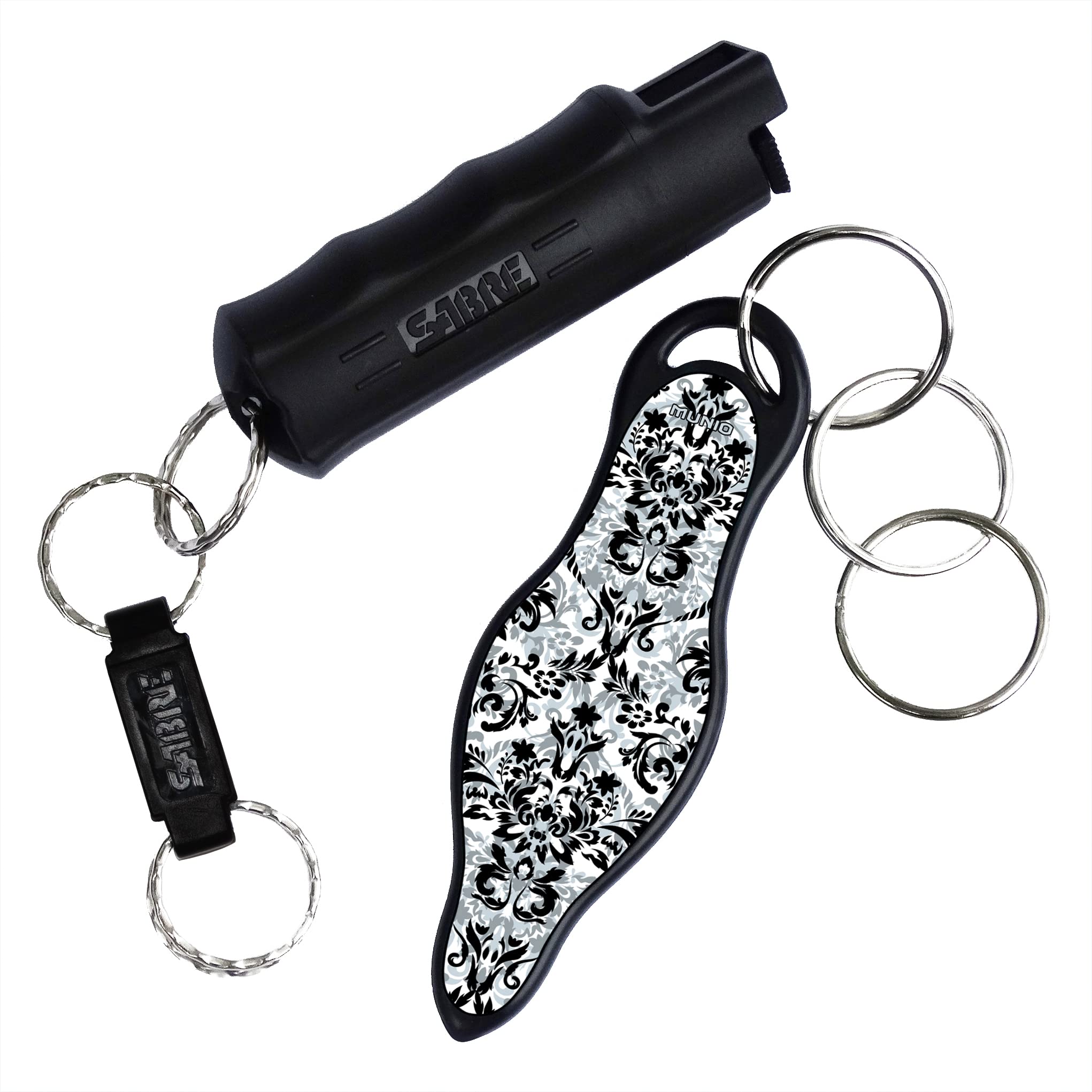 MUNIO Kubaton + Sabre Pepper Spray Safety Keychain for Women Set, Made in USA