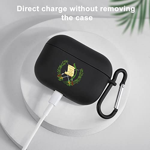 Sedoied Coat of Arms of Guatemala Earphone Protective Cover Soft Skin Durable Antidrop Case for AirPods Pro with Keychain, black-style, One Size