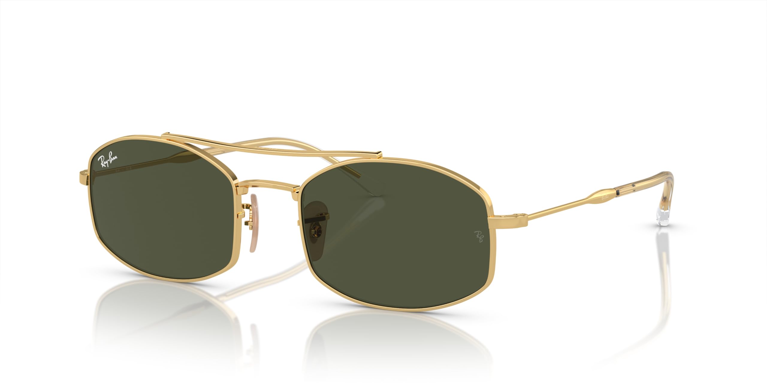 Ray-Ban RB3719 Oval Sunglasses, Gold/Green, 54 mm