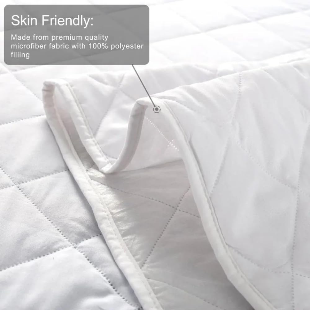 Quilted Mattress Protector - Noiseless Mattress Protector with Straps - Quilted Mattress Pad Cooling - Breathable Mattress Protector - Ultra Soft, Non Slip, Machine Washable Mattress Topper (King)