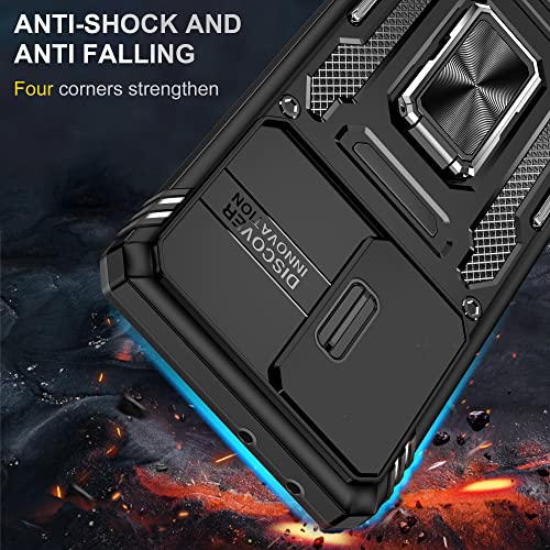 THMEIRA Samsung Galaxy S21 Ultra Case, Armor Phone Case for Samsung S21 Ultra with Screen Protector [Soft 2 Pcs] with Camera Cover, Galaxy S21 Ultra Magnetic Ring Case Anti-Fall Drop Protection, Black