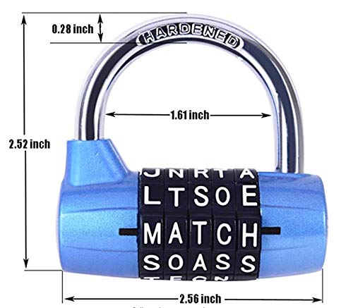Padlock 5 Letter Word Lock,5 Digit Combination Lock,Gym Locker Lock,Safety Padlock for School Gym Locker,Sports Locker,Fence,Toolbox,Hasp Cabinet Storage (Blue)