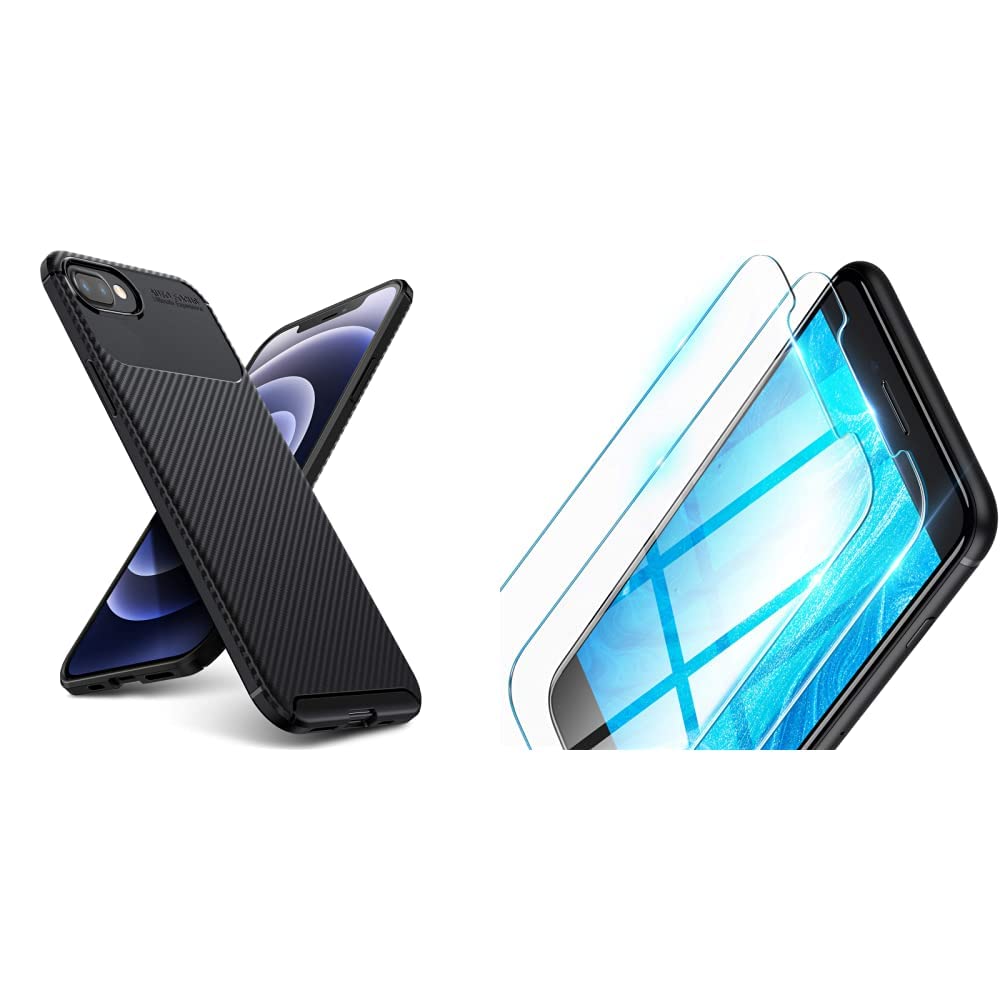 ORIbox Case Compatible with iPhone 7 Plus Case & Glass Screen Protector for iPhone 8 Plus,7 Plus,6S Plus,6 Plus (5.5 Inch) Tempered Glass Screen Protector,2-Pack Clear