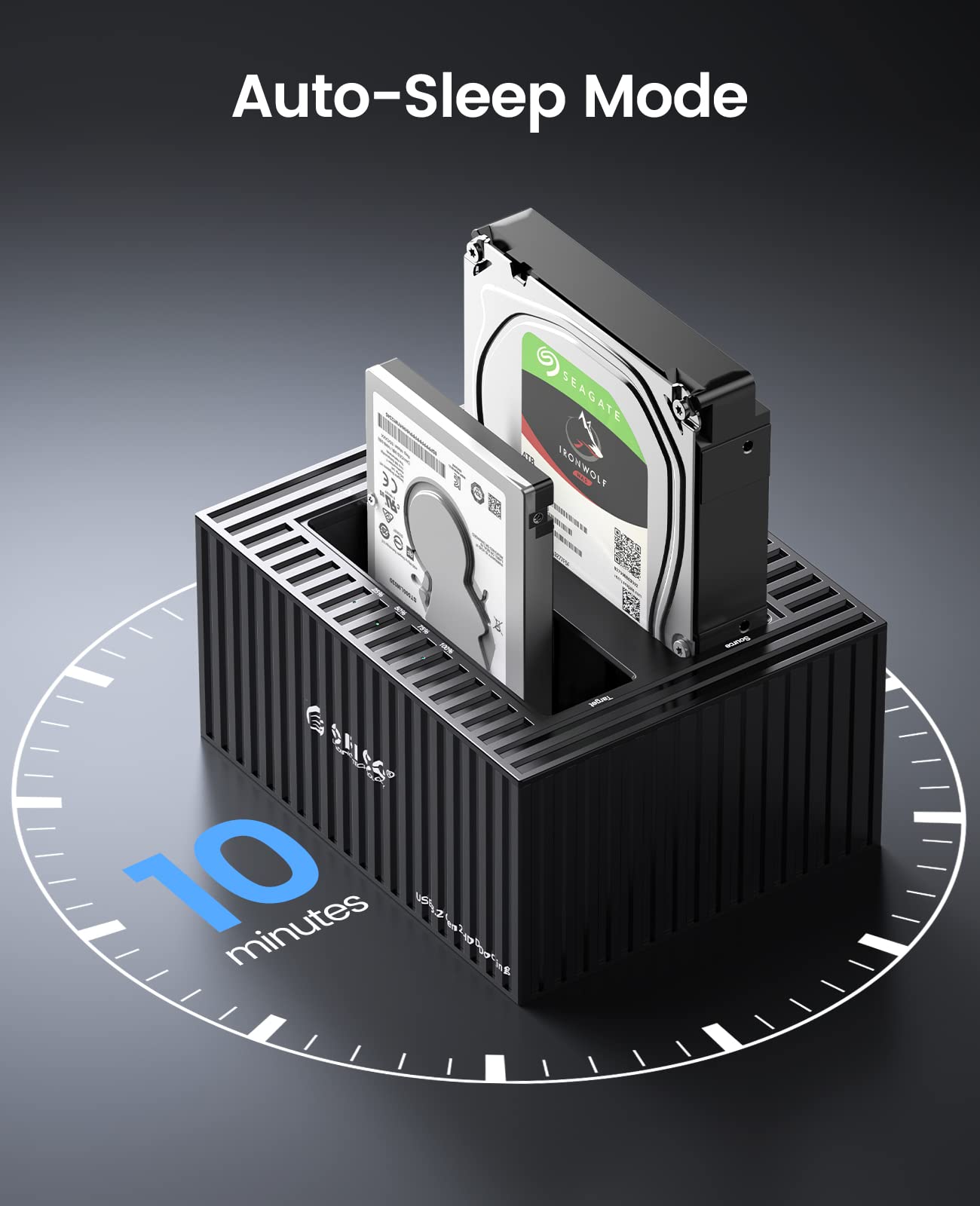 ORICO Dual Hard Drive Docking Station USB 3.2 Gen 1 External Aluminum Hard Drive Docl with Offline Clone for 2.5/ 3.5 inch SSD HDD Up to 18TB-9628C3-C