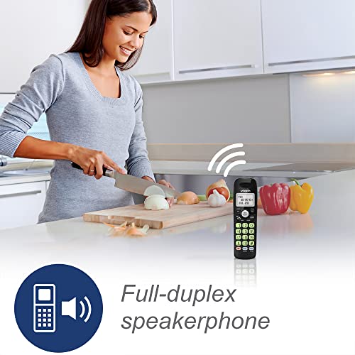 VTech VG101-11 DECT 6.0 Cordless Phone for Home, Blue-White Backlit Display & Big Buttons, Full Duplex Speakerphone, Caller ID/Call Waiting, Easy Wall Mount, Reliable 1000 ft Range (Black)