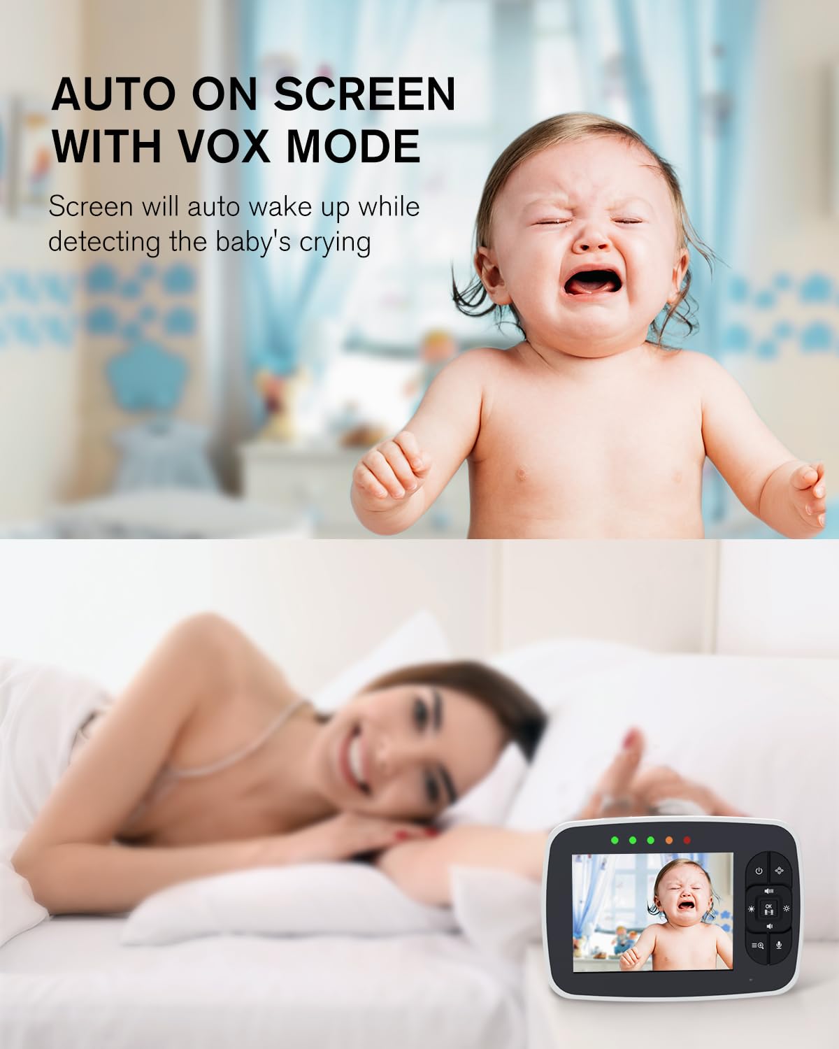Kidsneed SM935C Baby Monitor with Camera and Audio | Keep Babies Safe with 19 Hour Battery Life, 3.5” Large Screen, Night Vision, Talk Back, Room Temperature, Lullabies, 960ft Range