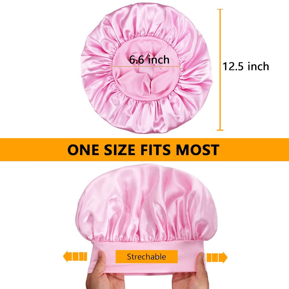 Satin Bonnets for Women, 4PCS Silk Bonnet Hair Bonnet for Sleeping Silk Night Sleep Cap for Girls