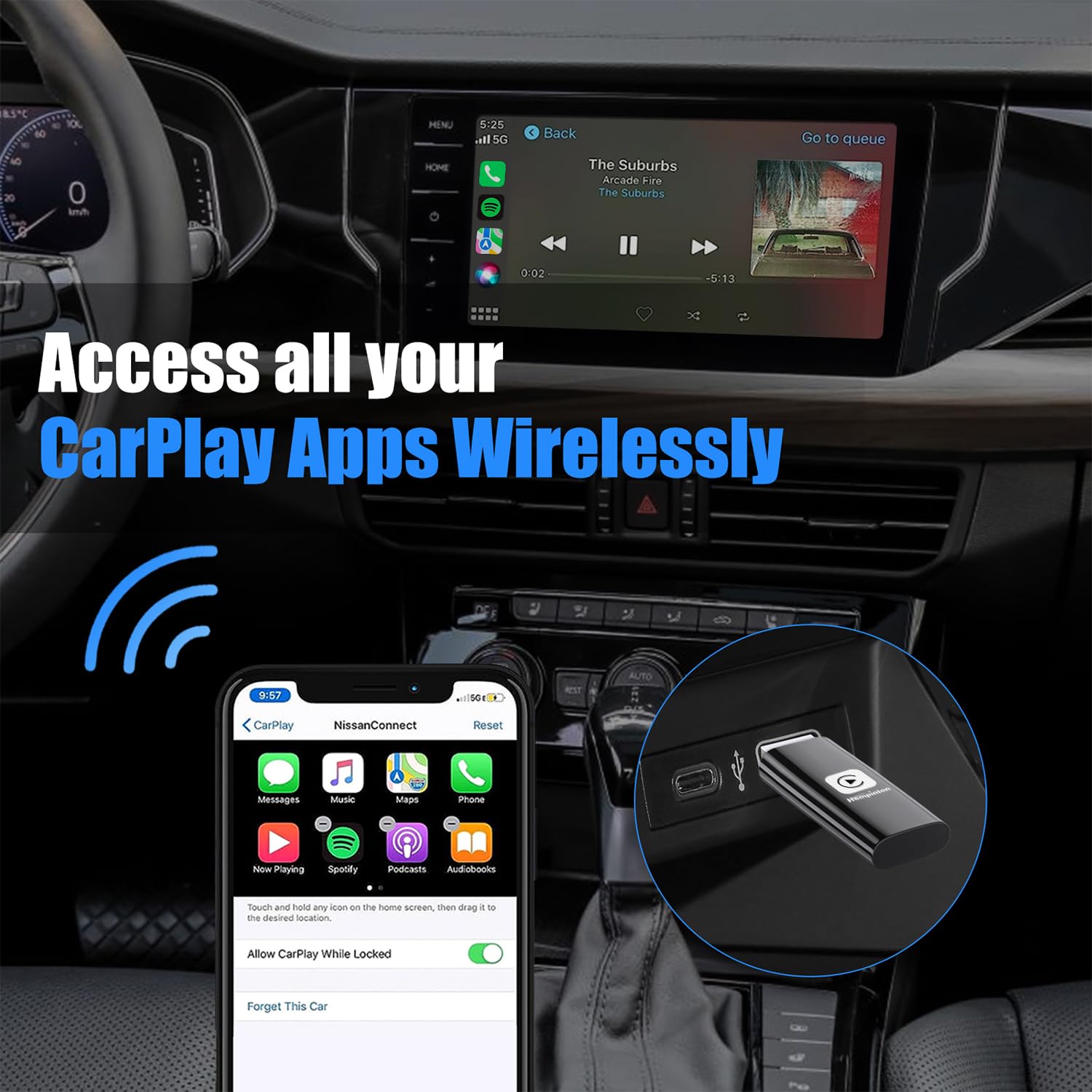Mini Wireless Carplay Adapter for Apple: Newest Stable Fast and Smallest Convert Factory FFF006