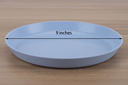LuckyZone 9 Inches Reusable Wheat Straw Plates, Sets of 4 | Lightweight & Unbreakable Plate for Home Kitchen | Dishwasher & Microwave Safe | BPA Free & Eco-Friendly (9 Inches)