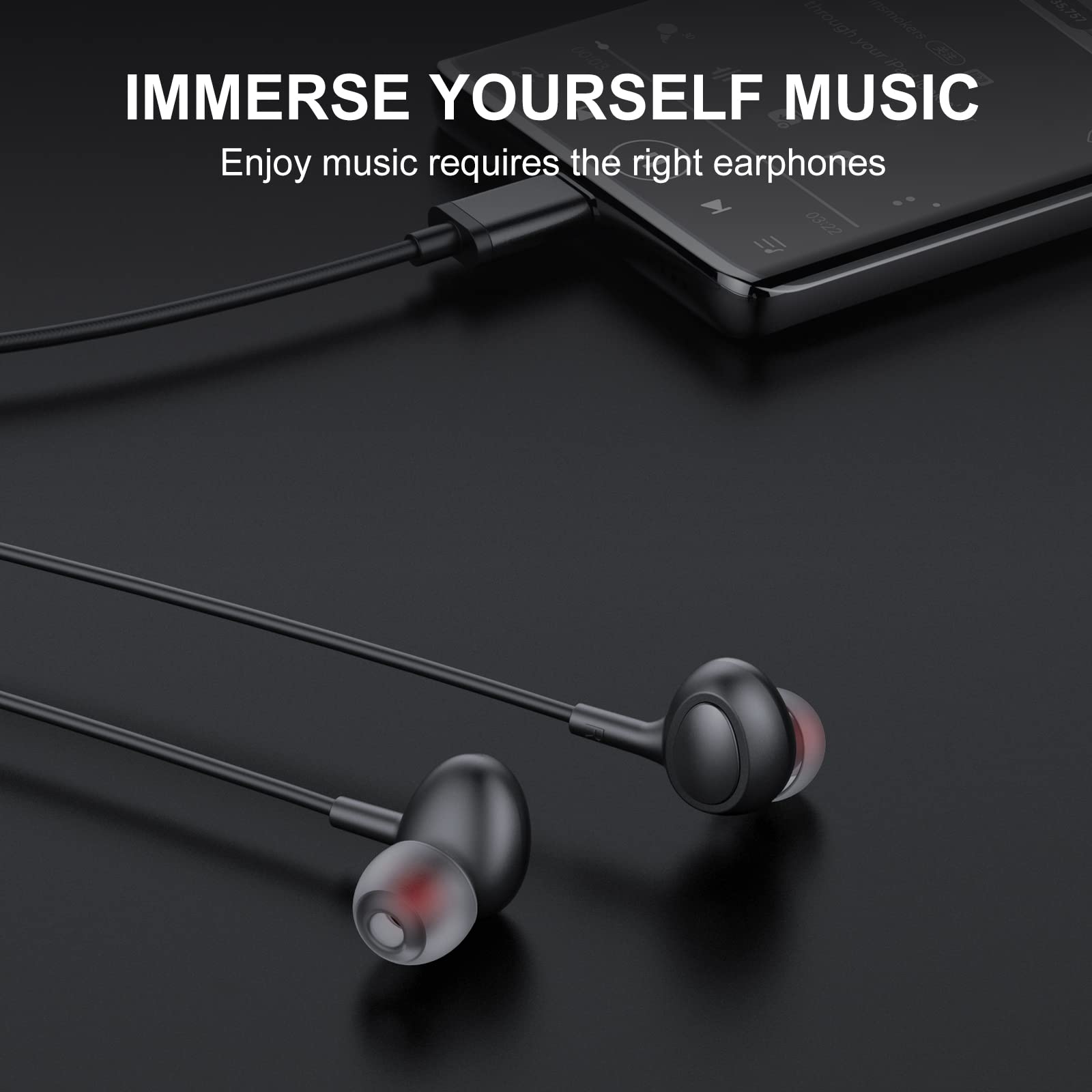 Rayhontech USB C Wired Earbuds, in Ear Earphones USB Type C Headphones for Laptop PC with Microphone, Noise Isolation Headset Compatible for Google Pixel 7 6a iPad Pro Samsung MacBook Black