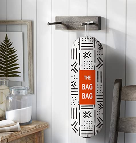 XIKAINUO Funny Geometric Pattern Kitchen Grocery Bag Storage Holder, Washable Canvas Grocery Shopping Bags, Hanging Trash Bag Dispensers, Home Kitchen Bathroom Decor for Women Mom Grandma Gift