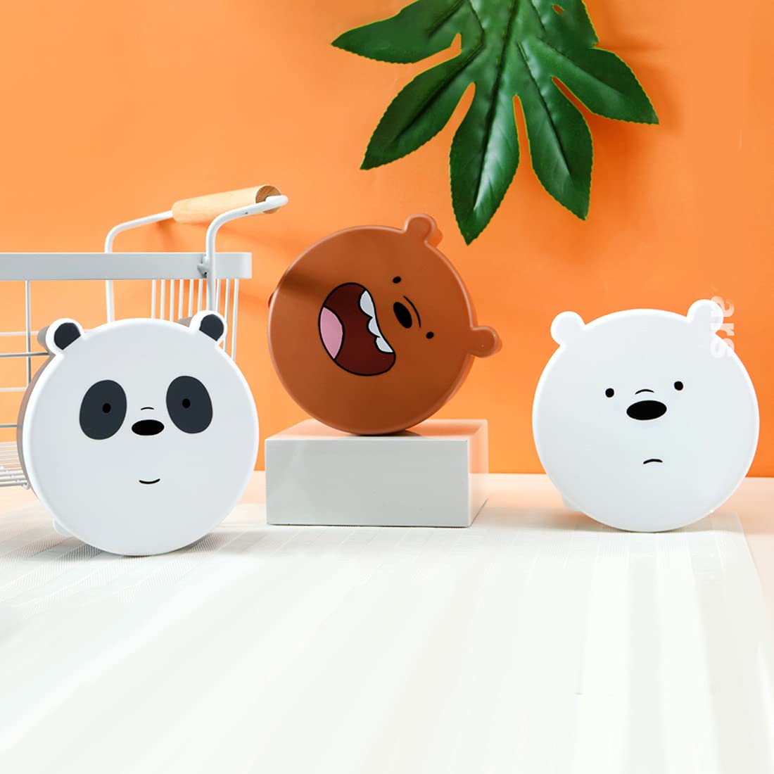 MINISO We Bare Bears Plastic Food Container 4 Pcs Set,Food Storage Box with BPA-FREE Leakproof Bento Lunch Box with Lids for Adults Kids (Panda)
