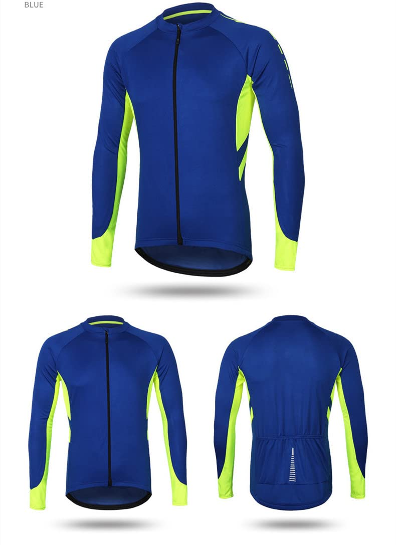 Meufam Men's Cycling Jacket Windproof Water Resistant Thermal Windbreaker Thermal Jacket Warm Shell Running Jacket (Blue,X-Large,Male,Adult,US,Alpha,X-Large,Regular,Regular)