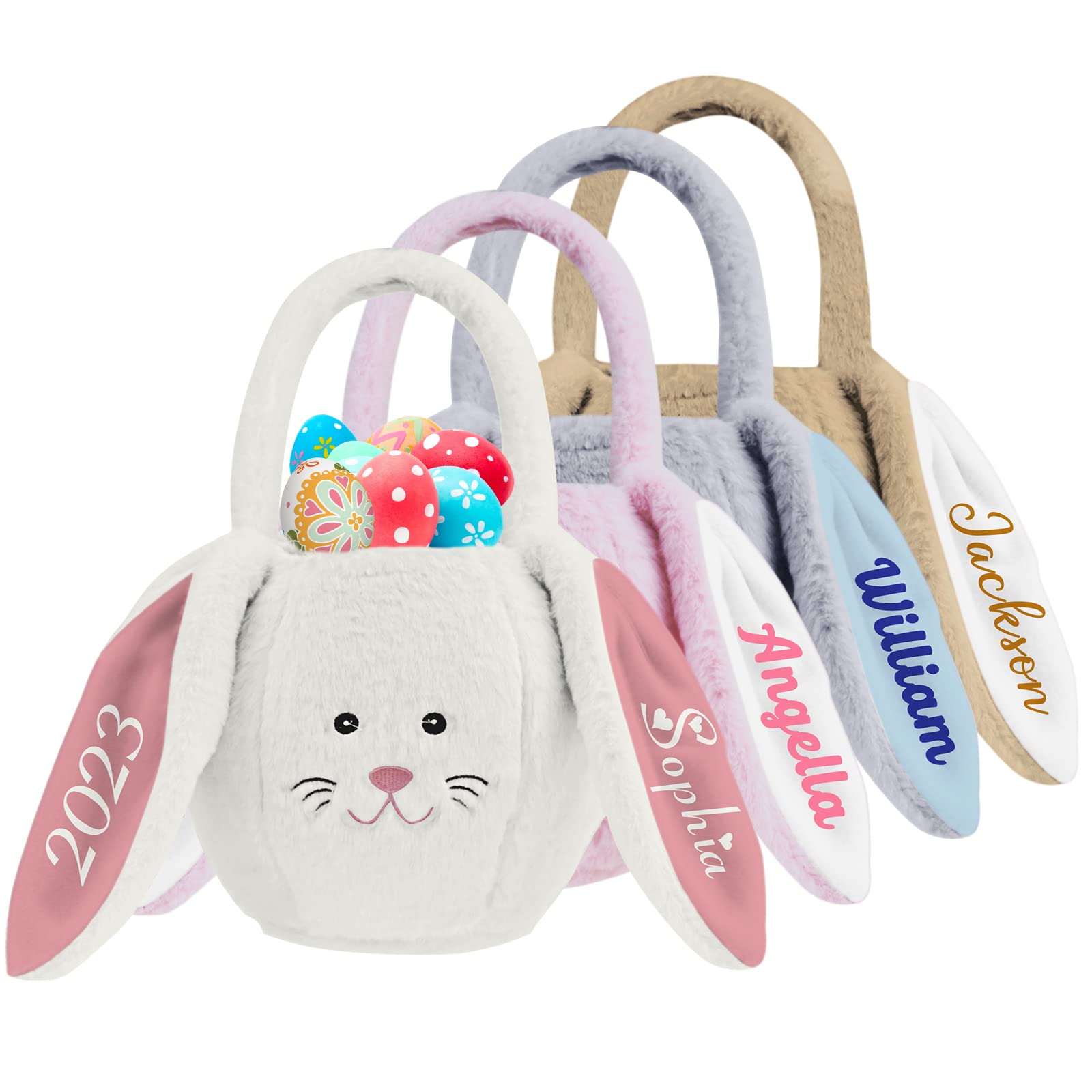 Personalized Easter Basket for Boys Girls Kids Custom Easter Basket with Name Handle Customized Easter Egg Bag Gifts for Children Teen
