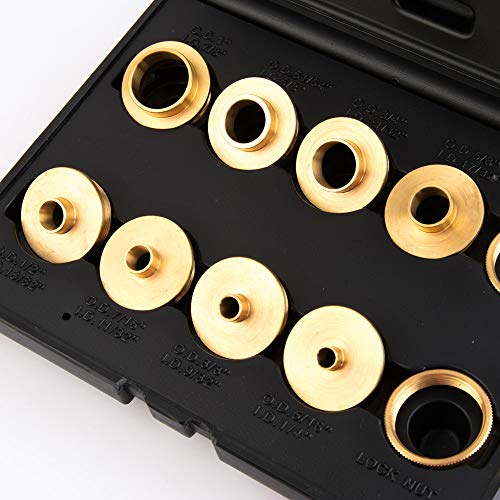O'SKOOL 10 pcs Brass Router Template Bushing Guides Sets Fit Any Router Sub-base of the Porter Cable style