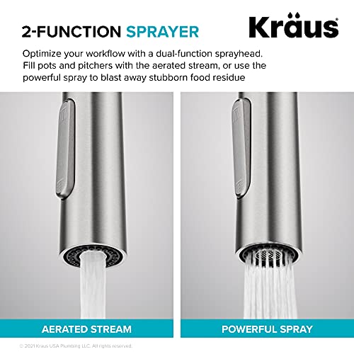 KRAUS Oletto Tall Modern Single-Handle Touch Kitchen Sink Faucet with Pull Down Sprayer in Matte Black, KTF-3101MB