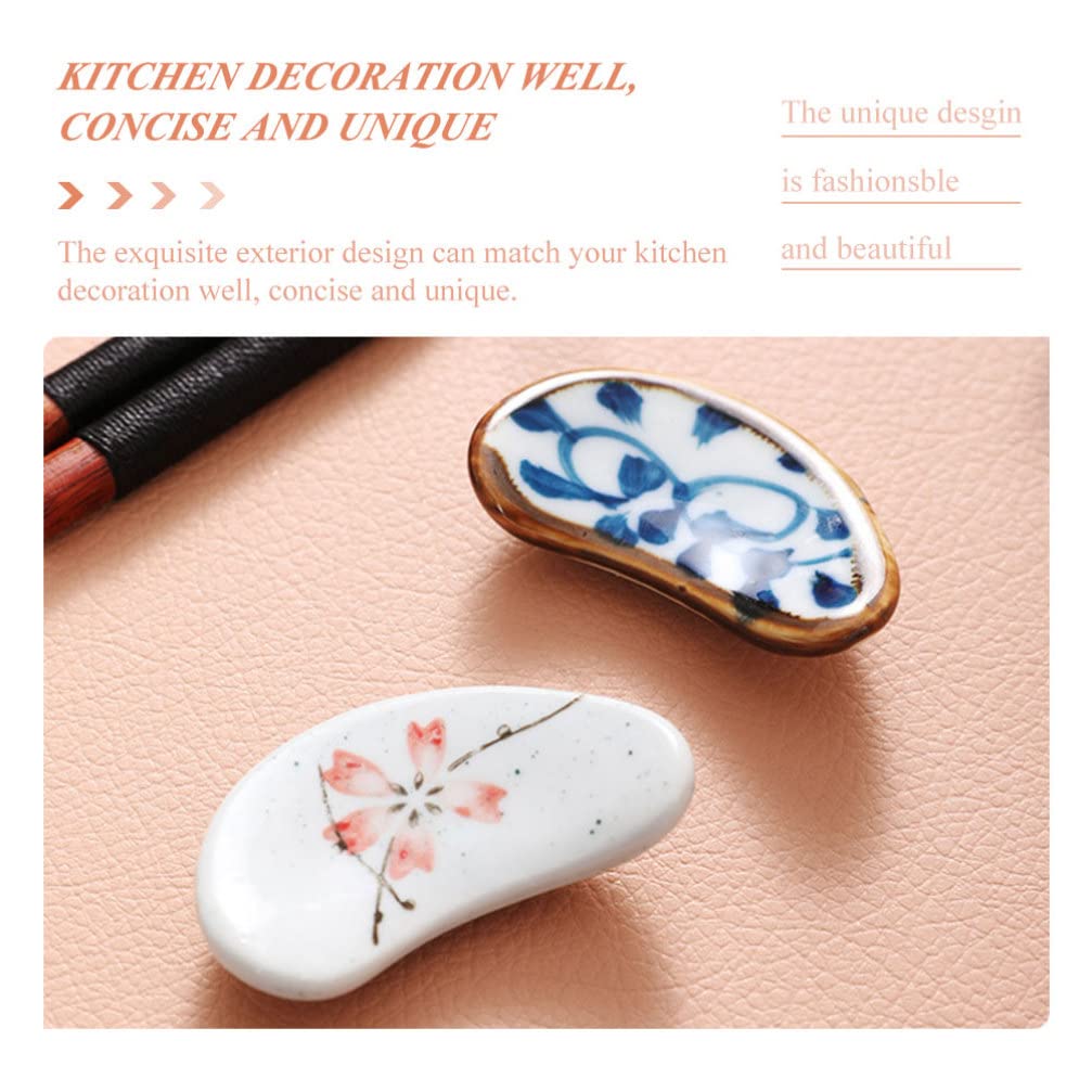 Luxshiny 4pcs Ceramic Chopstick Rest Paint Brush Holder Japanese Spoon Rest Kitchen Utensil Rest Chopstick Holder Ceramic Spoon Rest Tableware Rest Multifunction Ceramics Dishwasher