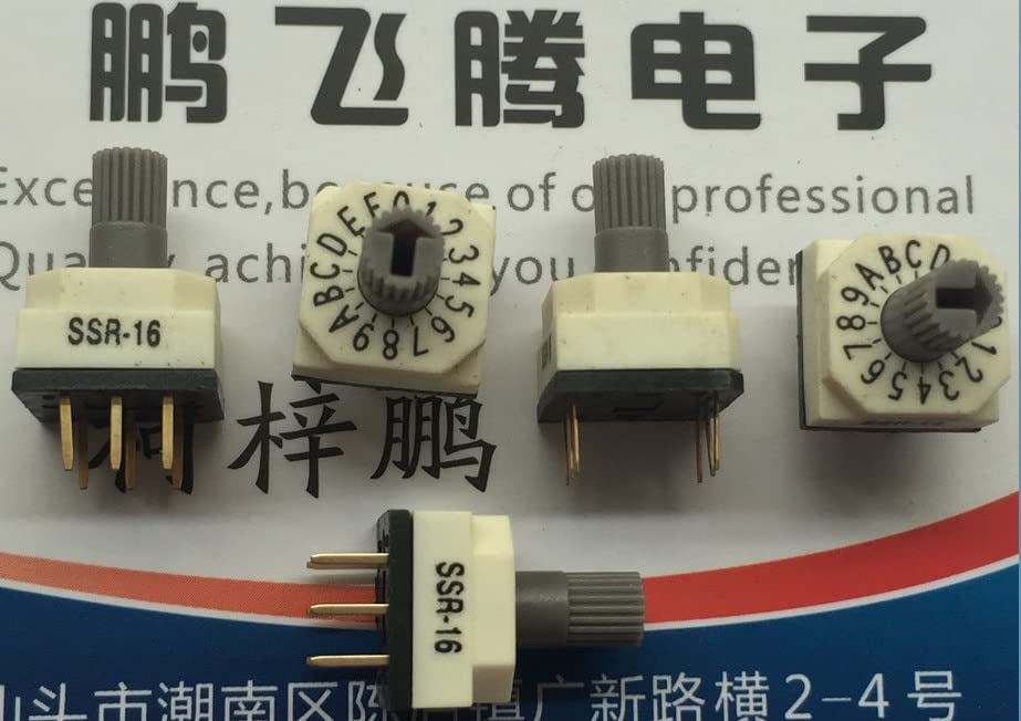 Original 100% import SSR-16 0-F/16 16 bit rotary dialing code switch 3:3 shank code 8421BCD