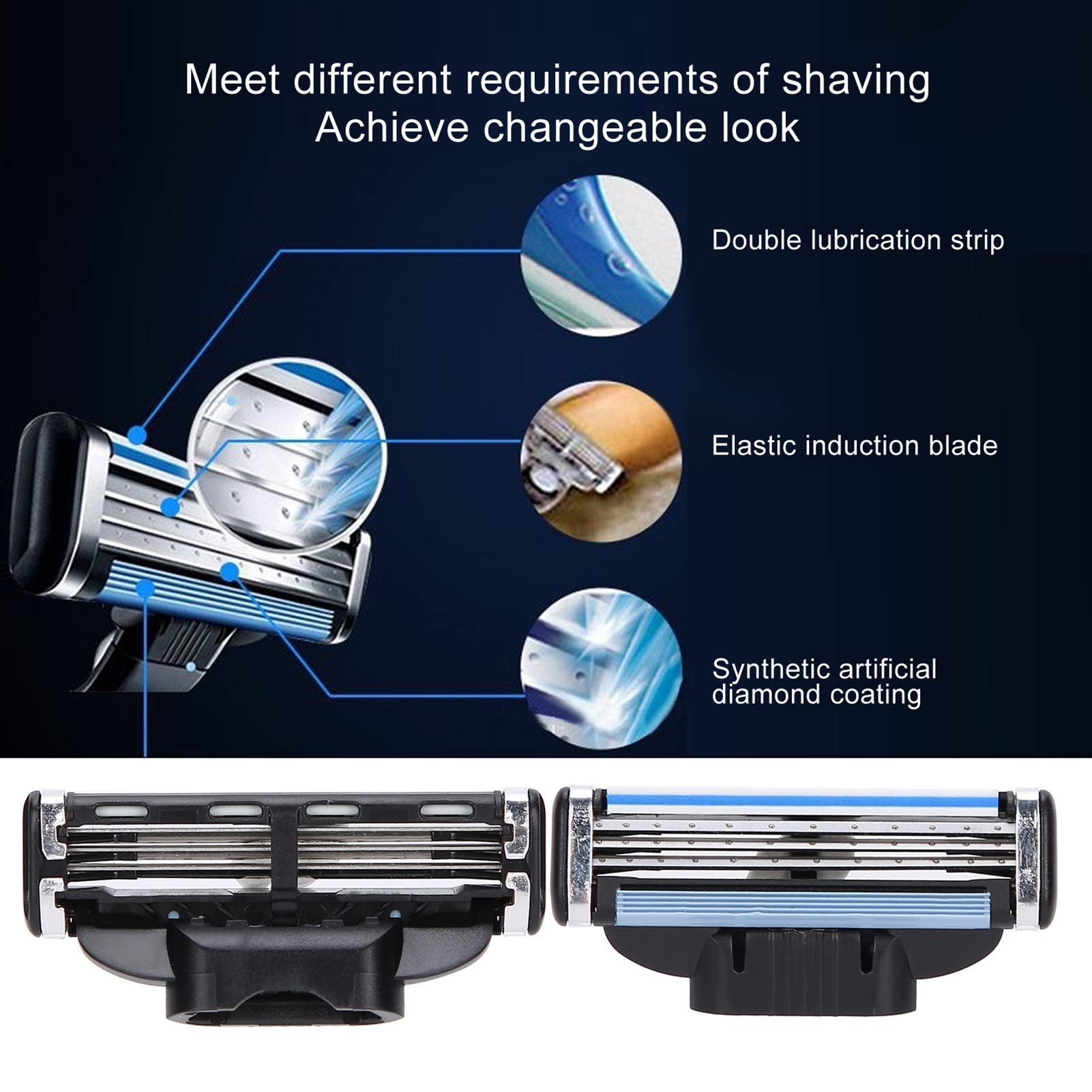 Razor Blades, 16pcs Mens Razor Blade Refills Fit Mach 3, Manual Blade Professional Barber Beard Blades Men Shaver Blade, Manual Razor Blade for More Comfortable Shave