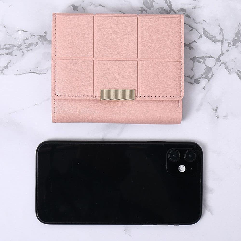 MinLia Women's Wallet Solid Color Leather Purse Simple Card Bag Coin Purse Solid Color Short Clutch Bag Wallets(Yellow)