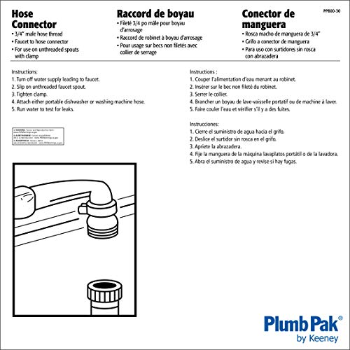 Plumb Pak PP800-30 Faucet Aerator Adapter, For Use With Unthreaded Spouts With Clamp, 3/4 In, 3-3/4" x 2-5/8"