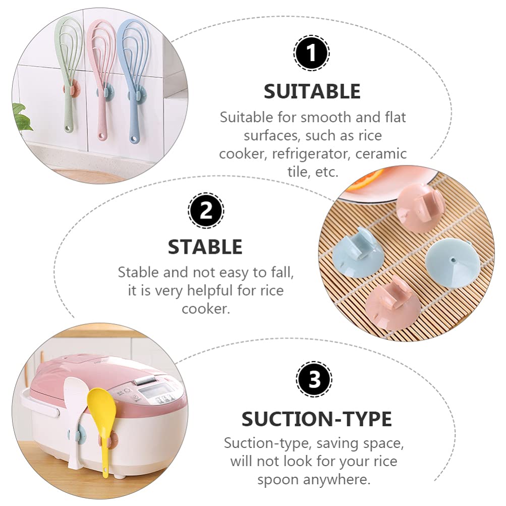 Luxshiny 4pcs Storage Rack Spoon Display Stand Rice Spoon Stand Wall Suction Spoon Holder Rice Spoon Rest Paddle Suction Rack Hanger Holder Kitchen Organizer Ladle Absorb Water