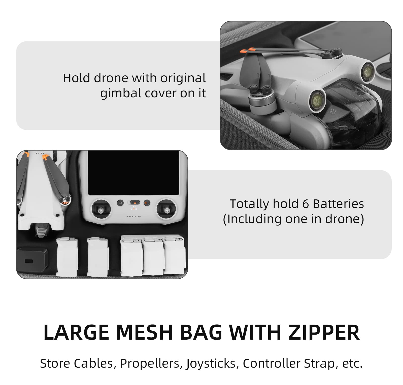 Mirvyagr Mini 3 Pro Portable Carrying Case,6 Batteries Storage Space,Large Capacity Travel Bag Compatible With DJI Mini 3 Pro Accessories(RC/RC-N1)