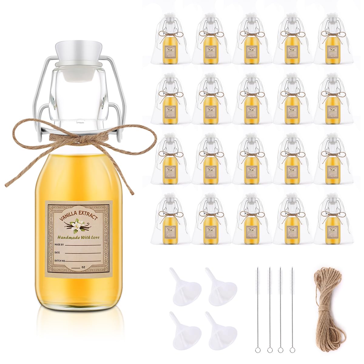 zjdbset 20Pcs 4 oz Swing Top Glass Bottles for Vanilla Extract Homemade,Flip Top Glass Bottles for Glass Food Storage Canister for Hot Sauce Beans
