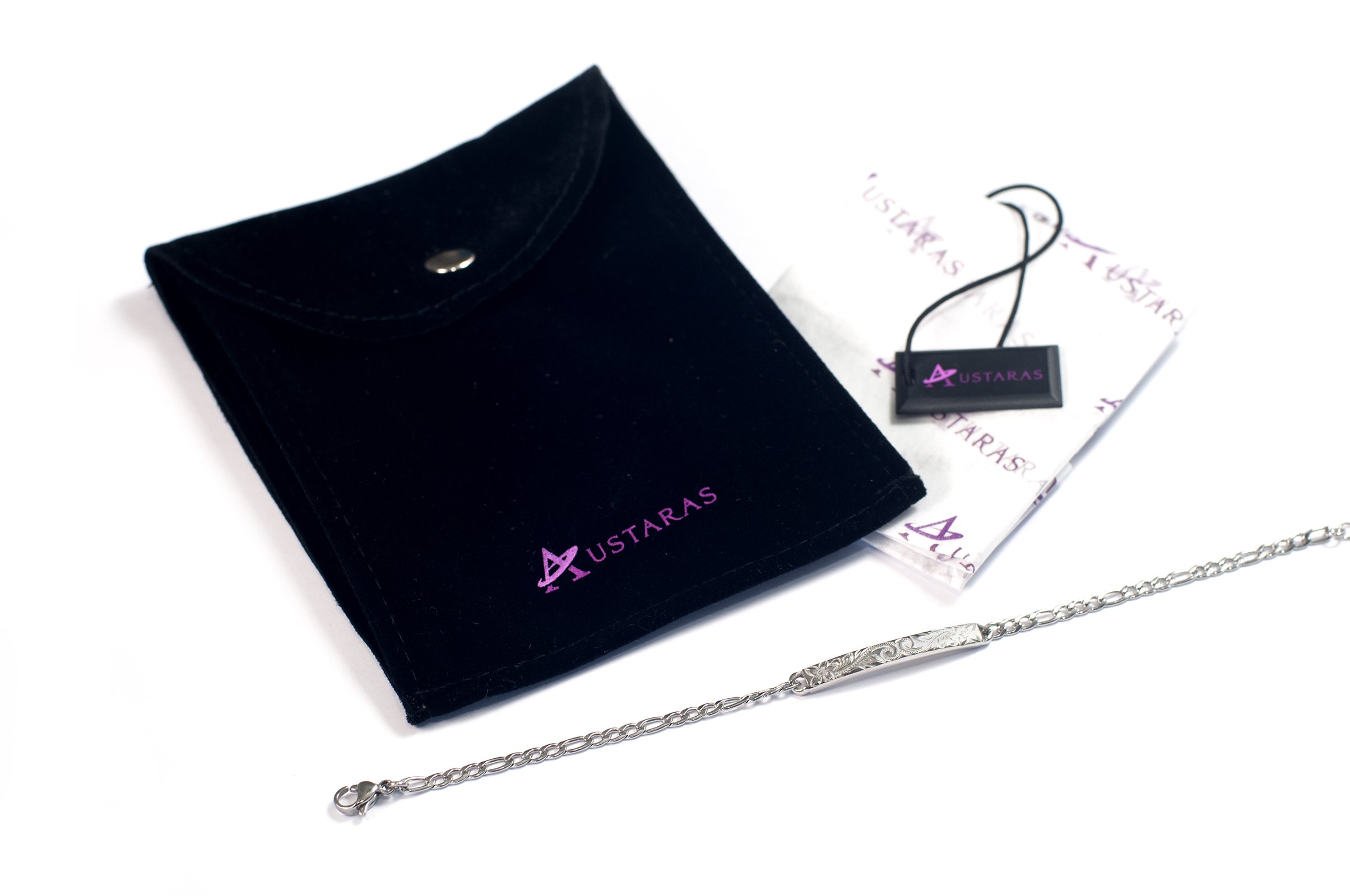 Hawaiian Bracelet by Austaras Jewelry - Sterling Silver Plated Shiny Stainless Steel Adjustable Chain and Hawaiian Surfer Style Hibiscus Flower Charm