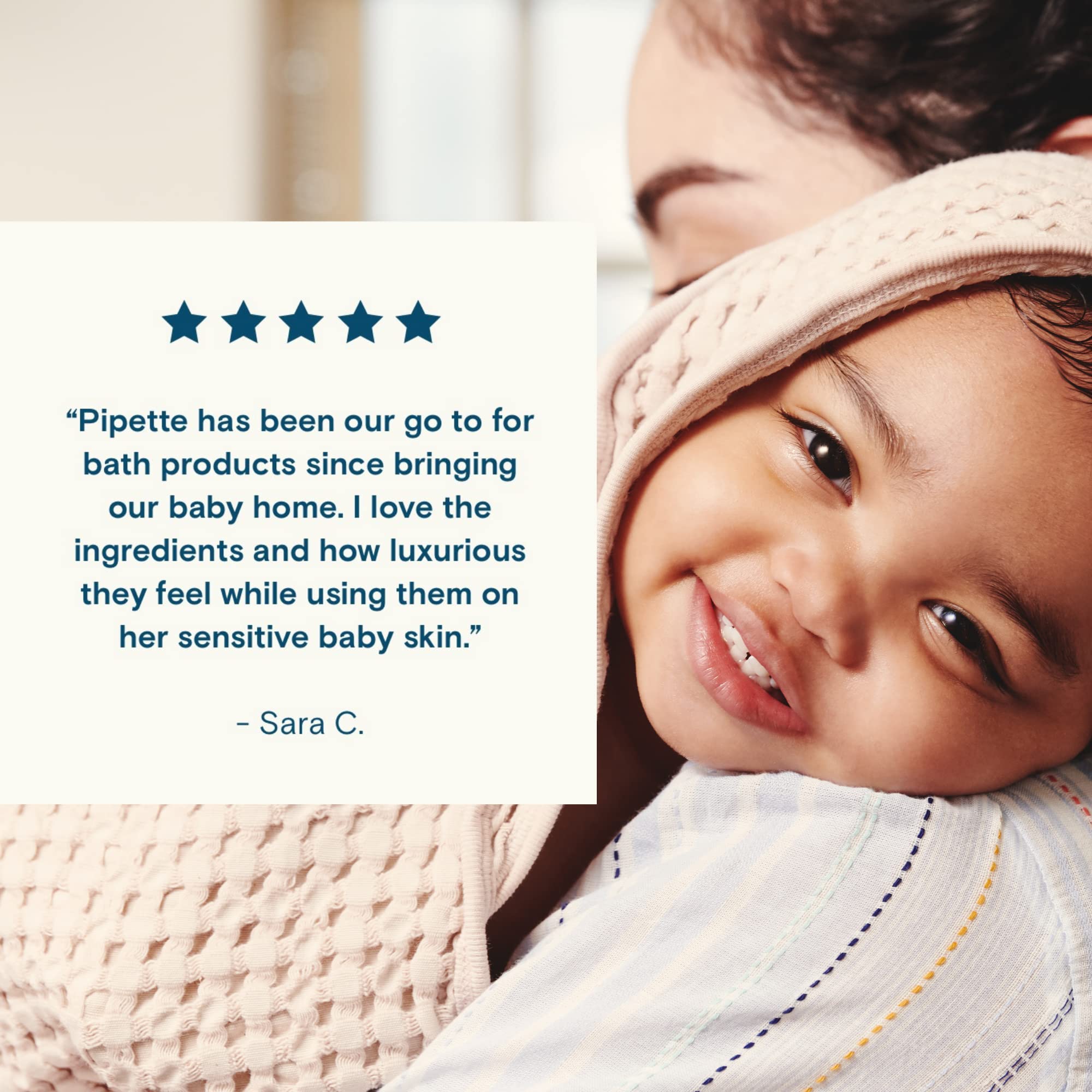 Pipette, to Baby, with Love Gift Set - Calming Bath Time Duo, Wash Tear-Free and Moisturize Set with Renewable Plant-Derived Squalane, Rose + Geranium Aroma, 3-Piece Set